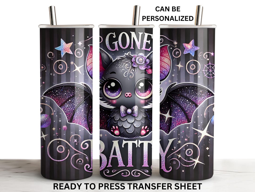 Gone Batty, Halloween, Spooky, Cute Bat, Ready to Press Tumbler ...