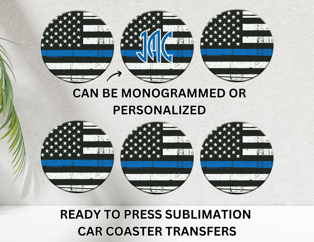 Police Blue Flag Car Coaster Ready to Press Car Truck Coaster ...