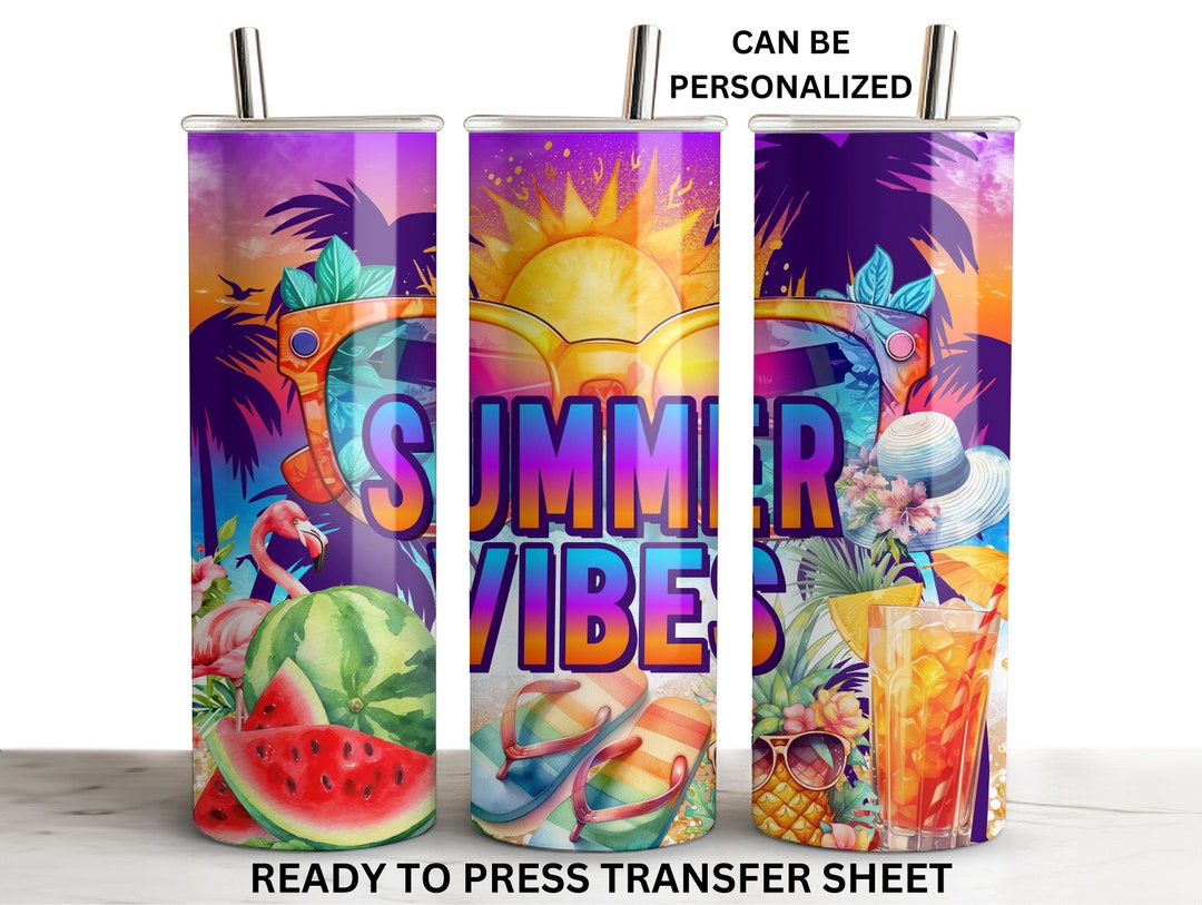Summer Vibes, Beach Lake, Ready to Press Tumbler Sublimation Transfer ...