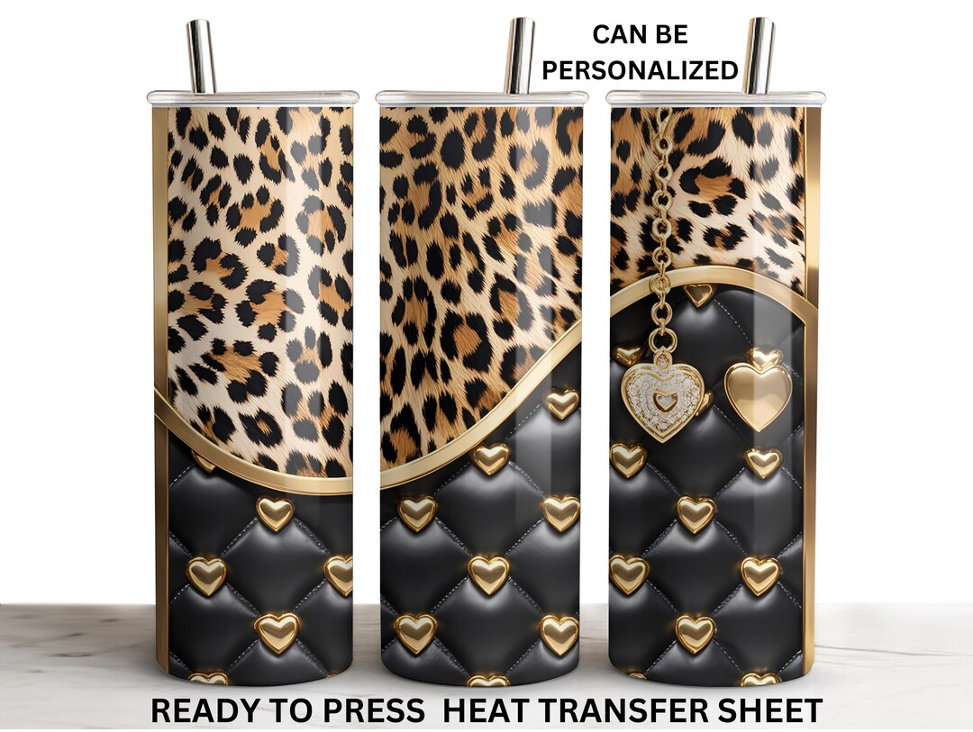 Gold Hearts, Leopard, Fashion, Ready to Press Tumbler Sublimation ...