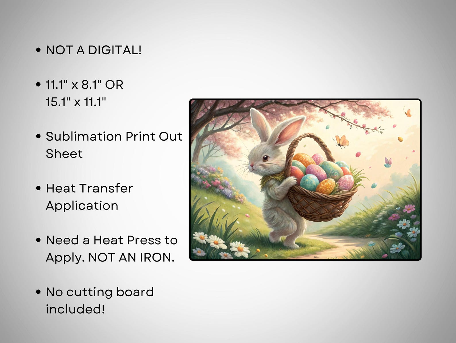 Easter Bunny, Eggs, Sublimation Transfer, Ready to Press, Cutting Board ...