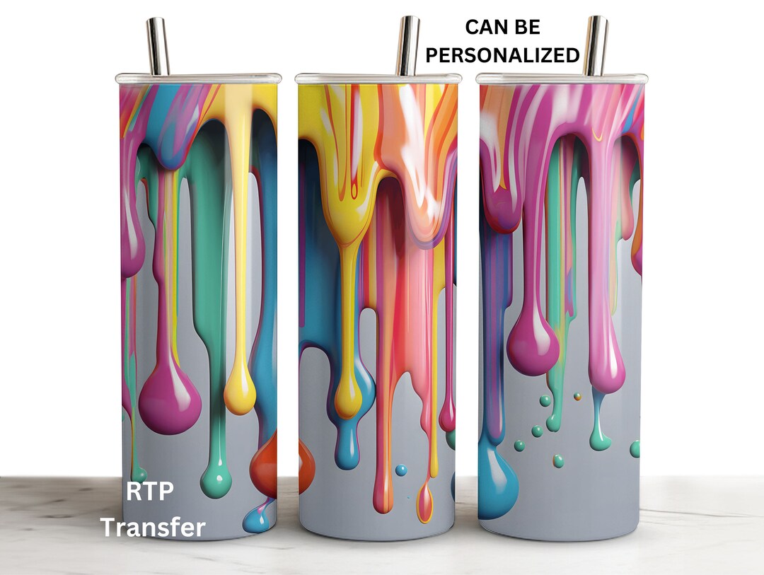 3D Paint Drip Color, Abstract, Ready to Press Tumbler Sublimation ...