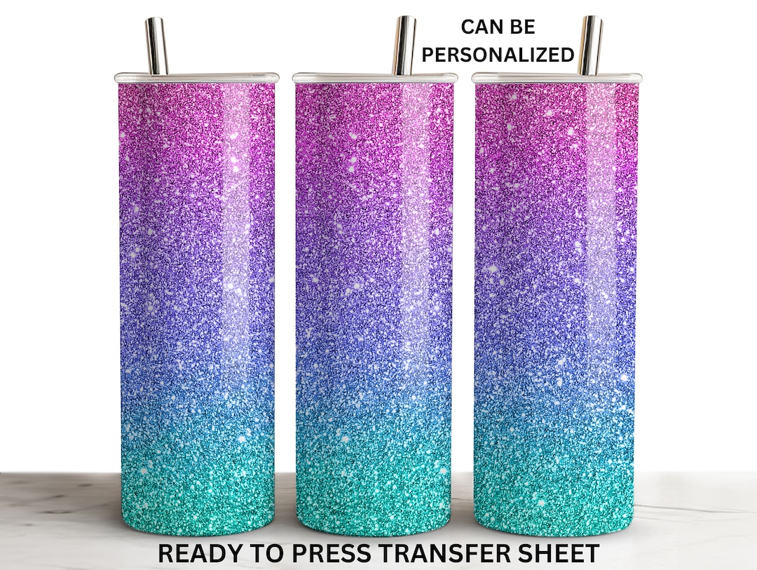 Sublimation Wrappink Blue Ombre Glitter20 Oz Skinny Straight ...