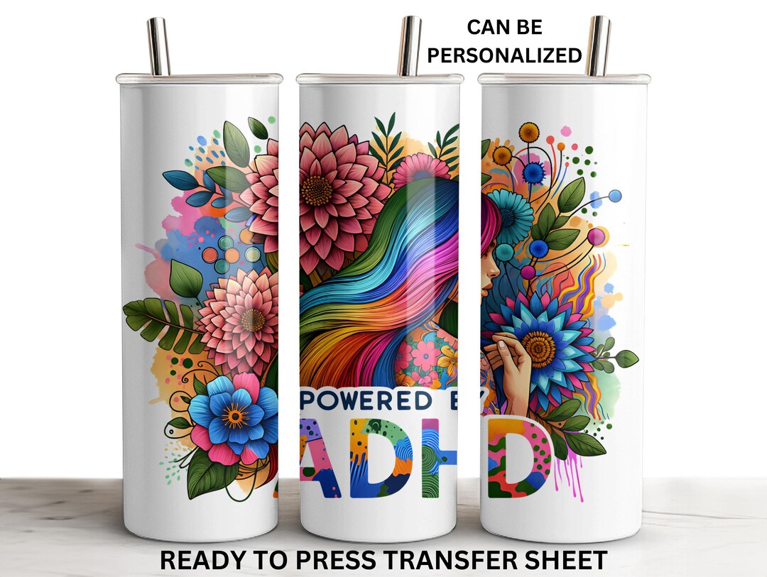 ADHD, Powered By, Rainbow, Autism, Ready to Press Tumbler Sublimation ...