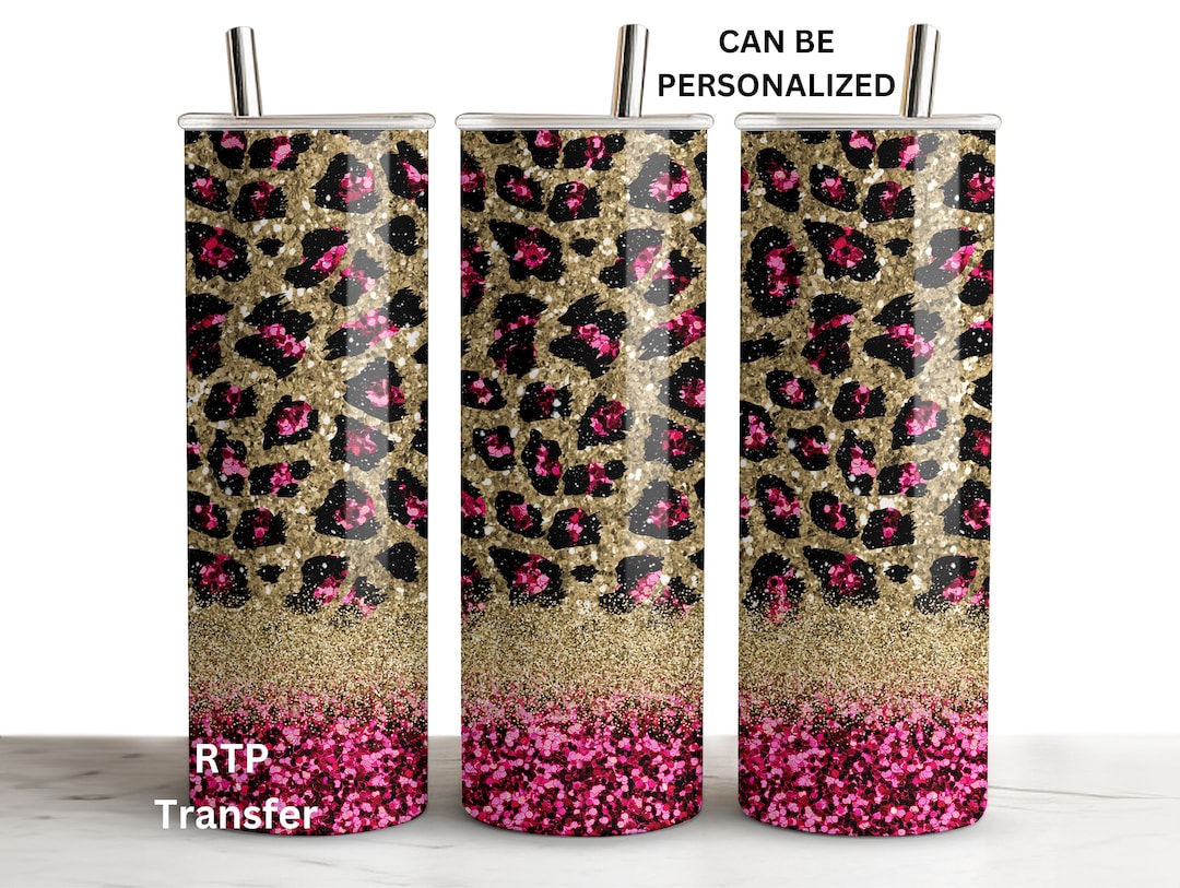 Sublimation Transfer Wrap, Pink Leopard Glitter, 20 Oz Skinny Straight ...