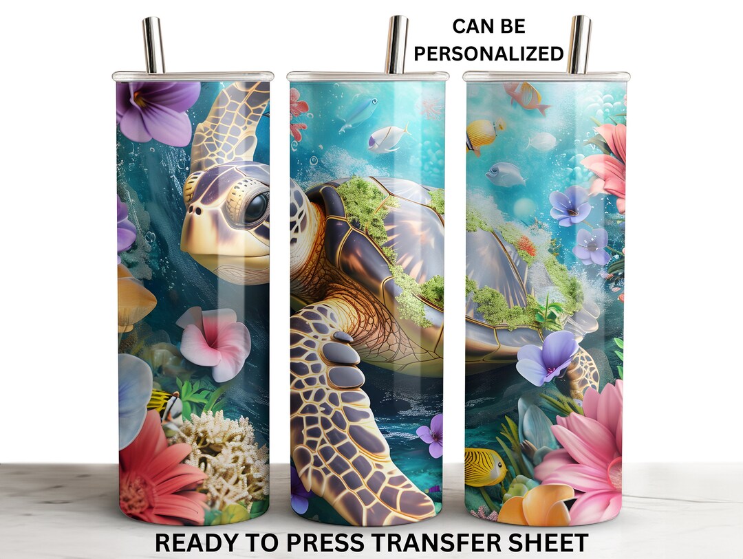 Sea Turtle, Ocean Life, Summer, Ready to Press Tumbler Sublimation ...