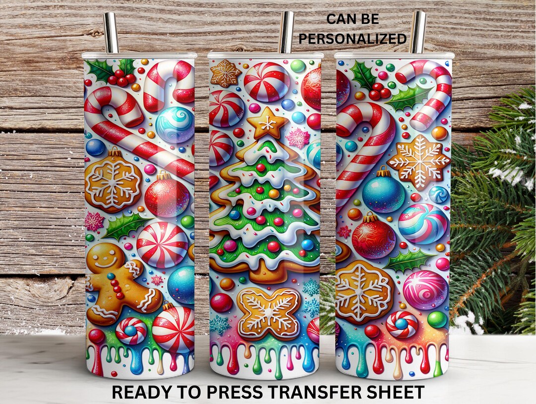 Christmas, Candy, Baking, Cheer, Ready to Press Sublimation Wrap, 20 Oz ...