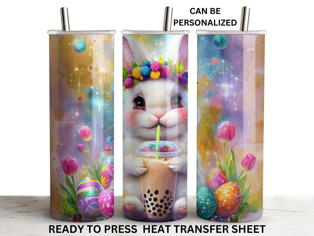 Bunny, Boba Tea, Tumbler Wrap, Easter Eggs, Tulips, 20oz Skinny ...