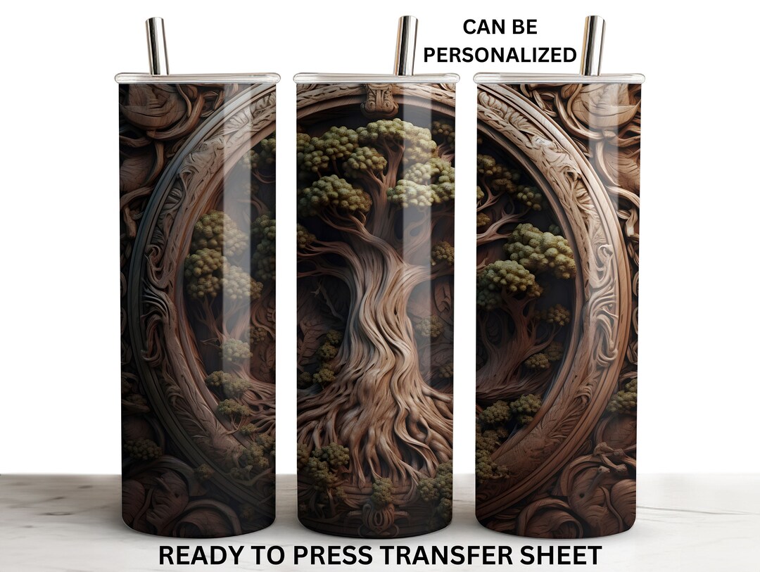 Tree of Life, Wood Carved, Forest, Ready to Press Tumbler Sublimation ...