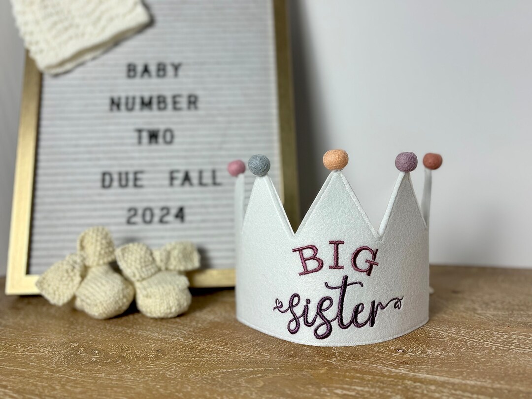 Big Sister Crown - Baby Announcement Accessories - Embroidered Big ...