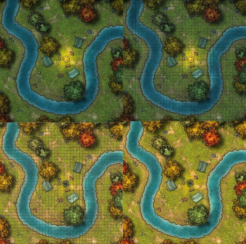 Digital Download Camp Battle Map Set (40 Maps, 10 Unique Designs With ...