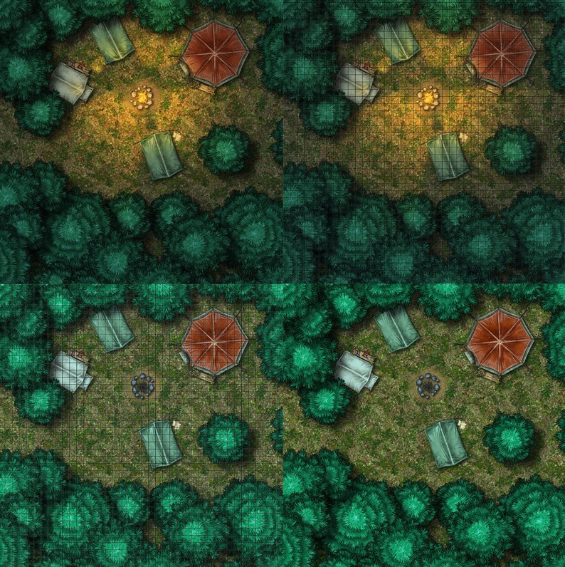 Digital Download Camp Battle Map Set (40 Maps, 10 Unique Designs With ...