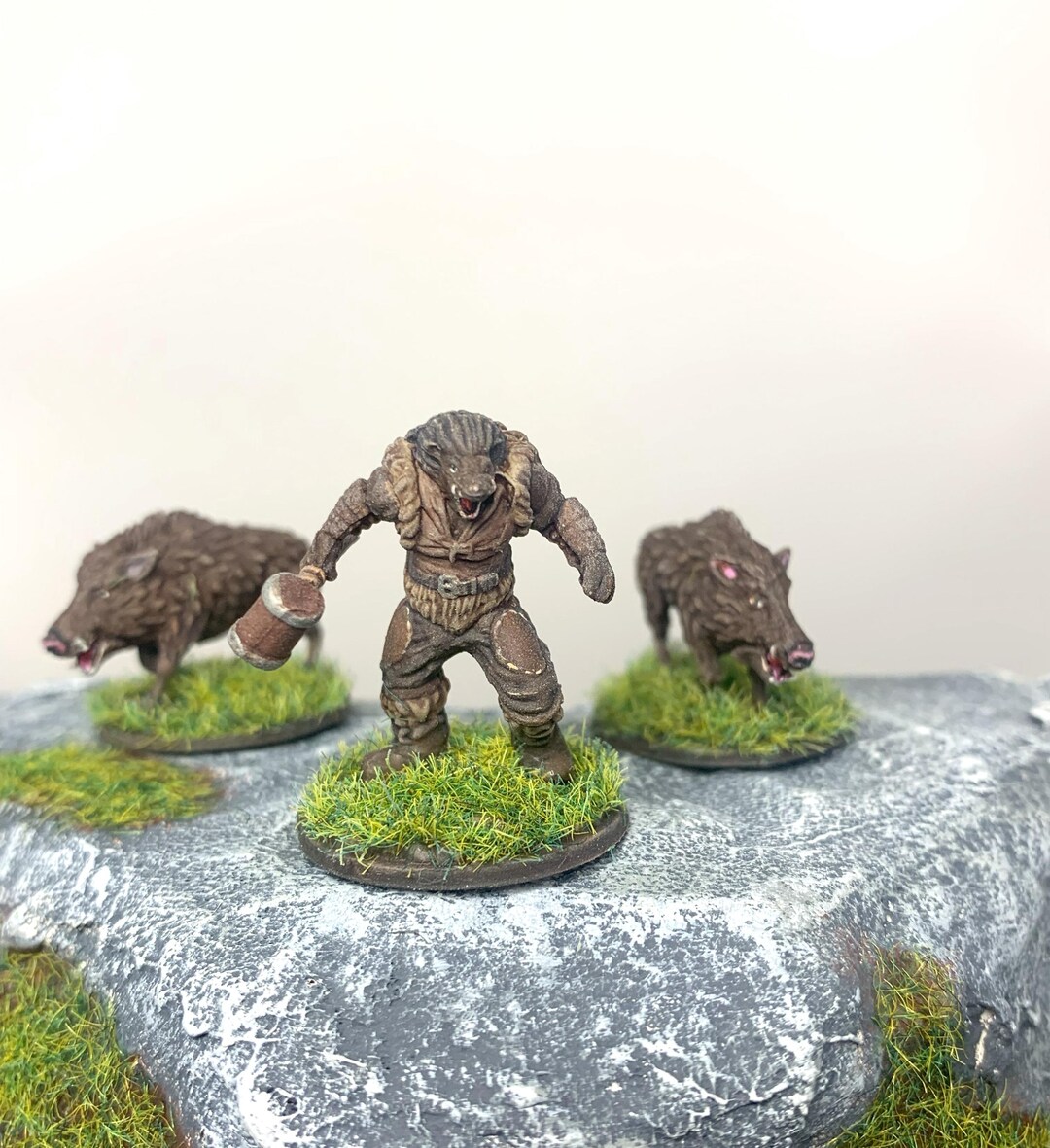 Wereboar and Duo of Boar Minis Painted - Etsy