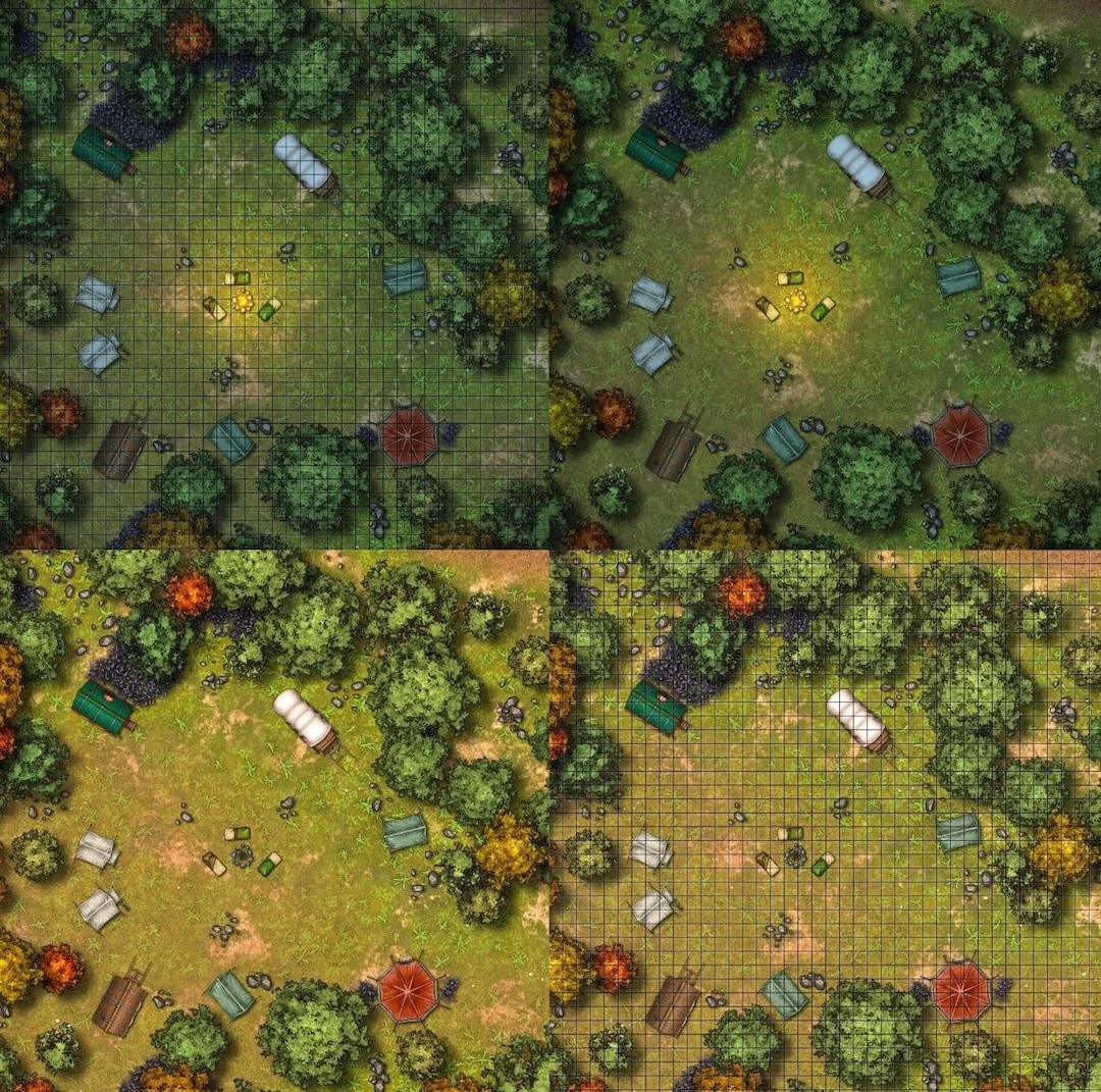 Digital Download Camp Battle Map Set (40 Maps, 10 Unique Designs With ...