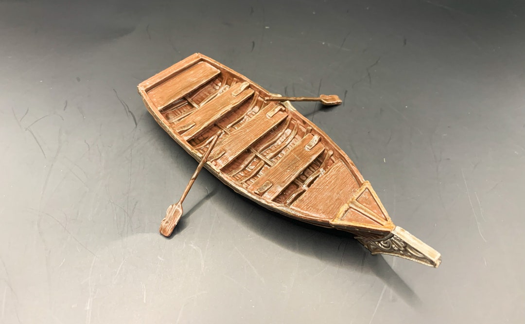 Medium Brown Rowboat and Oars Mini for Tabletop Gaming - Boat D&d ...