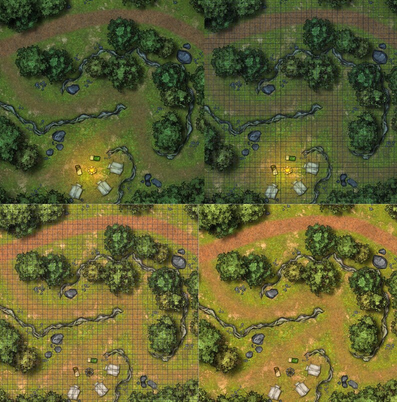Digital Download Camp Battle Map Set (40 Maps, 10 Unique Designs With ...