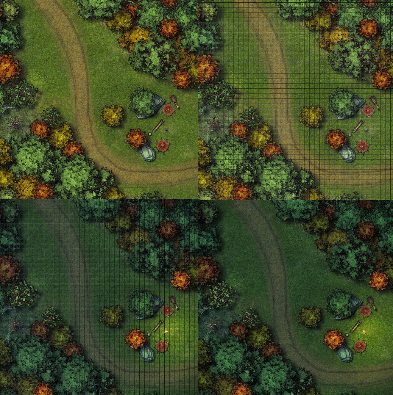 Digital Download Camp Battle Map Set (40 Maps, 10 Unique Designs With ...