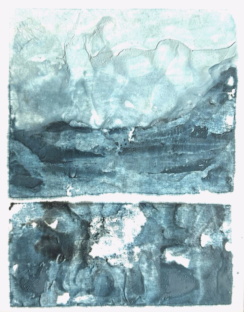 Original Encaustic Monotype Nautical VI Minimal Abstract Pigmented Beeswax on Rice Paper With 11 ...
