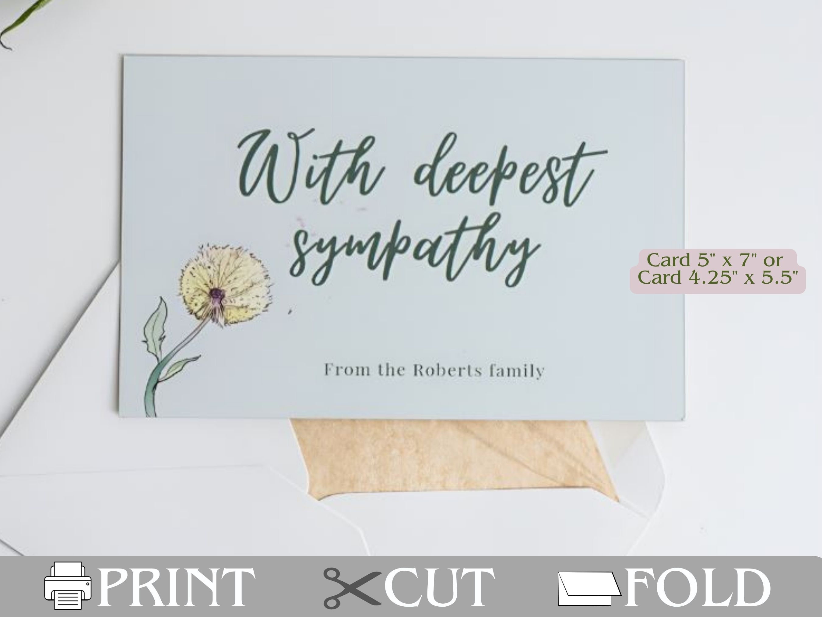 Bereavement Card Printable Sympathy Card Loss of Father Loss of Mother Sorry for Your Loss ...