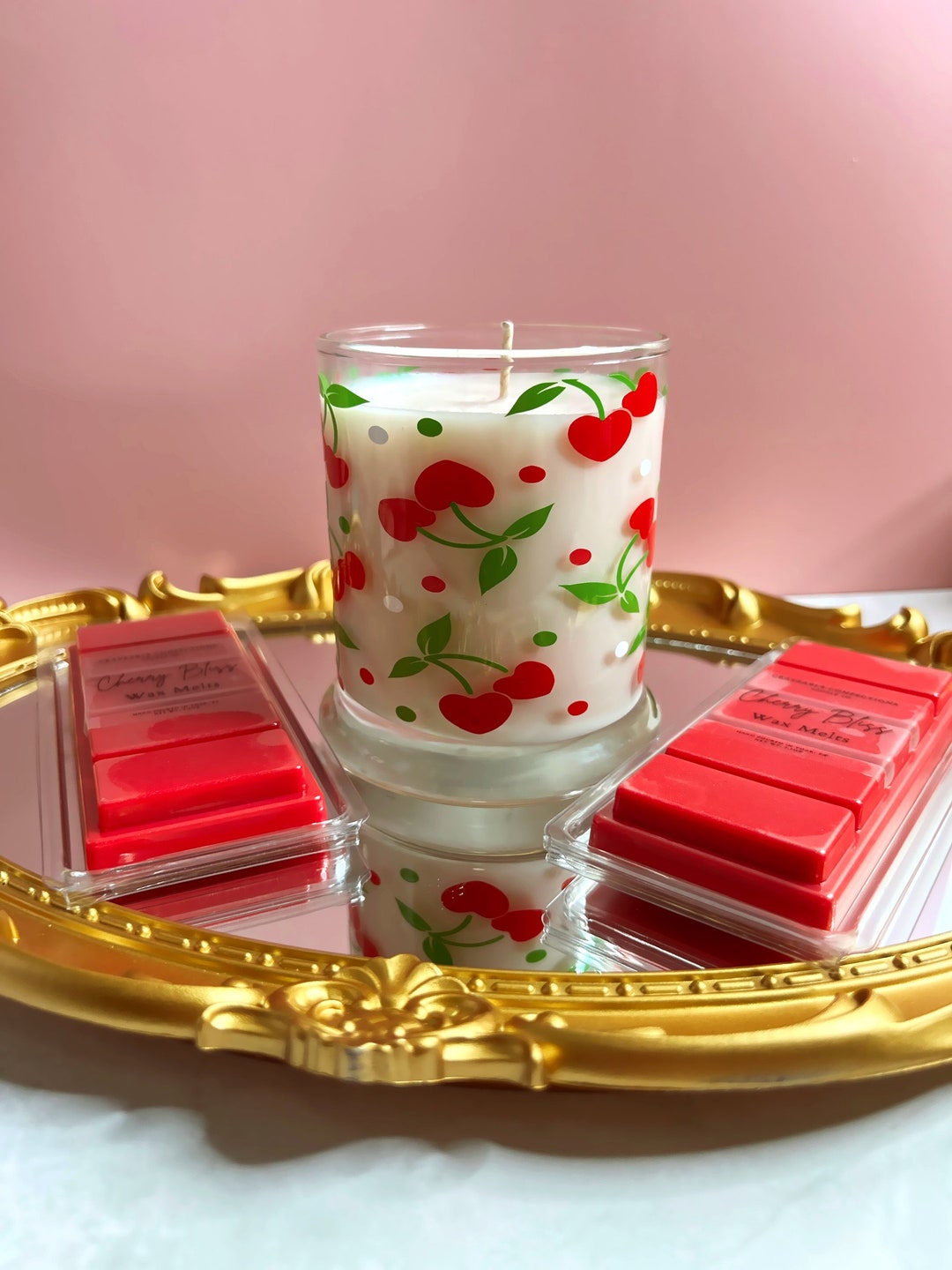 Cherry Scented Candle, Cute Cherry Design Candle, Coconut Soy Wax Candle, Aesthetic Cherry ...