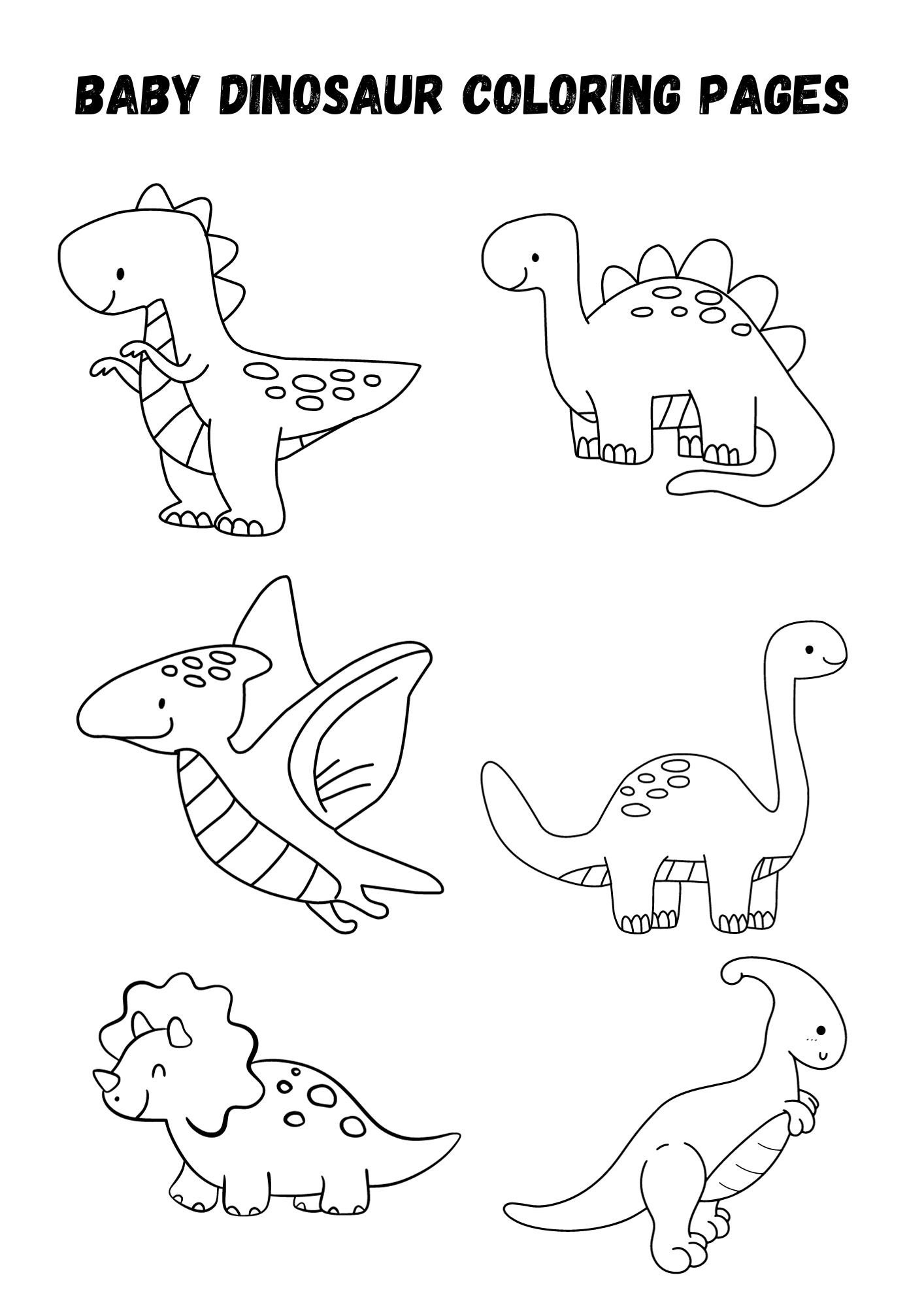 6 Cute Baby Dinosaur Coloring Pages DIGITAL DOWNLOAD - Etsy