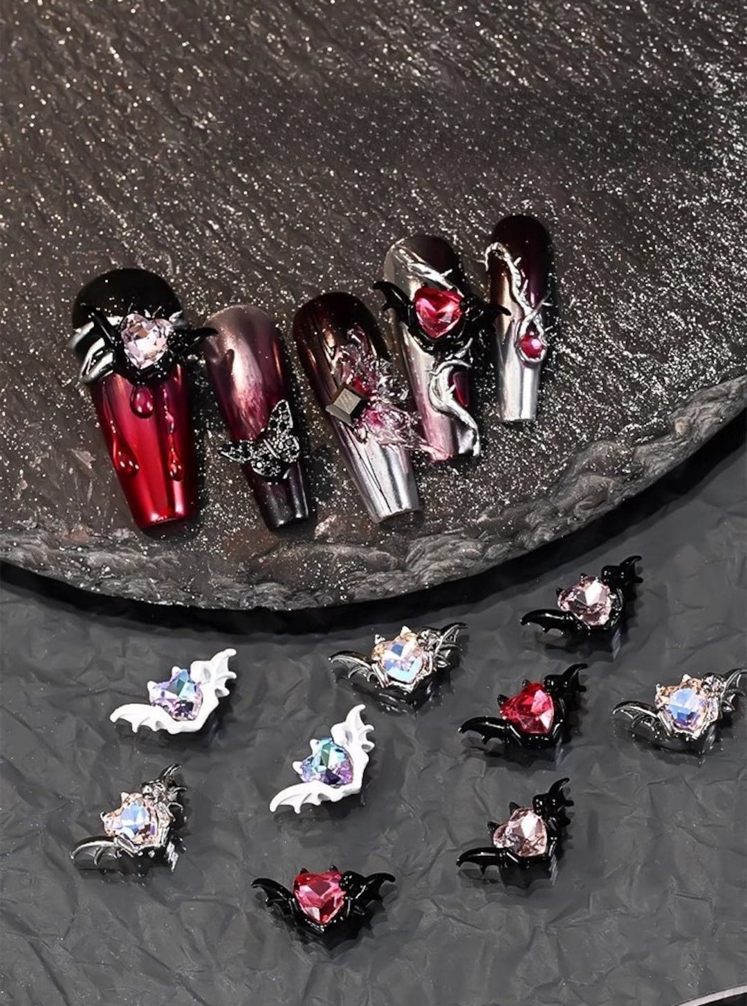 2pcs Heart of Devil Dark Nail Art Charms Halloween Nails - Etsy