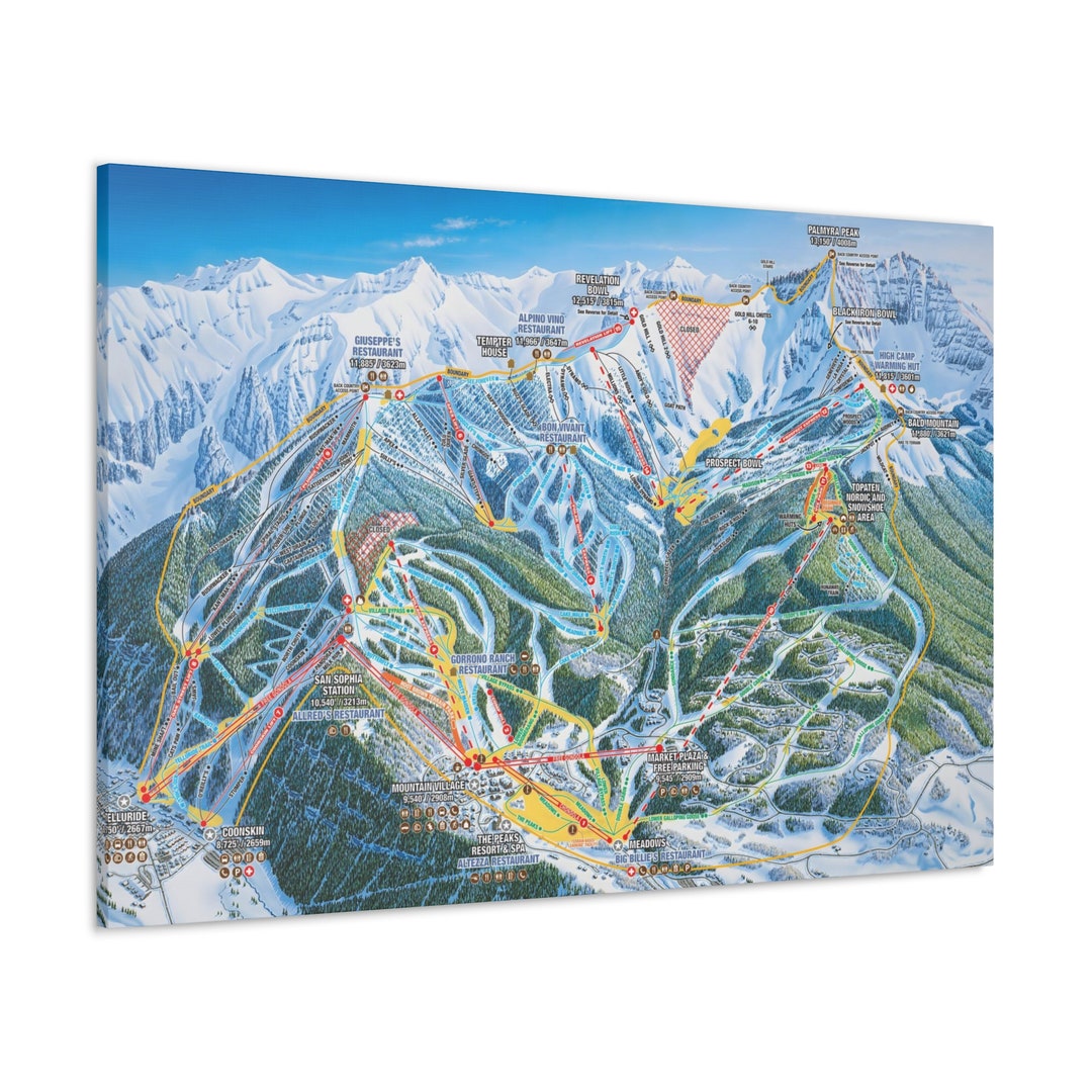 Telluride CO Trail Map Canvas Poster Colorado Ski Resort - Etsy