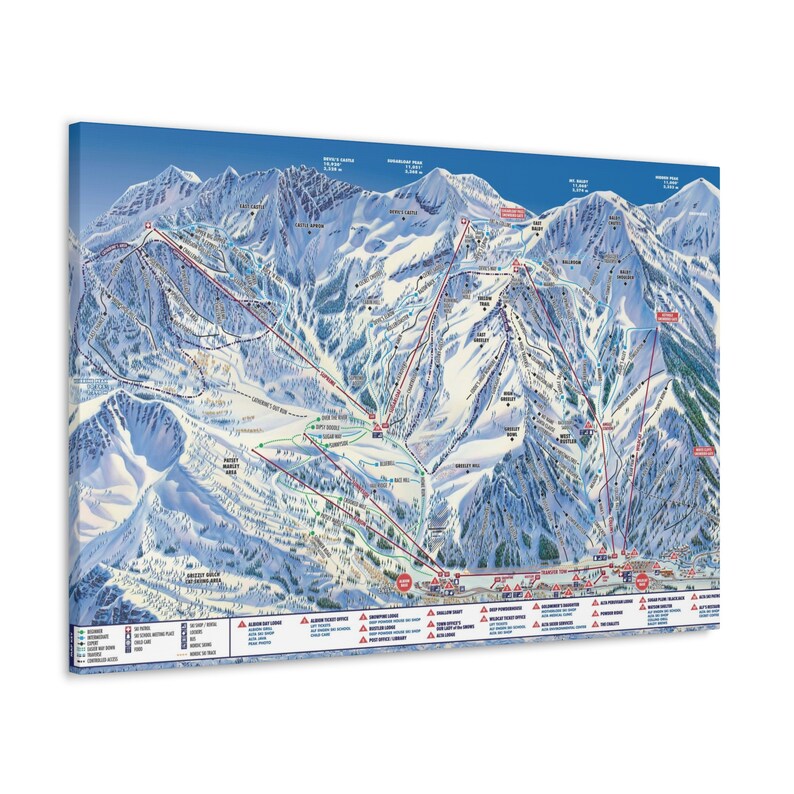 Alta UT Trail Map Canvas Poster Utah Ski Resort - Etsy