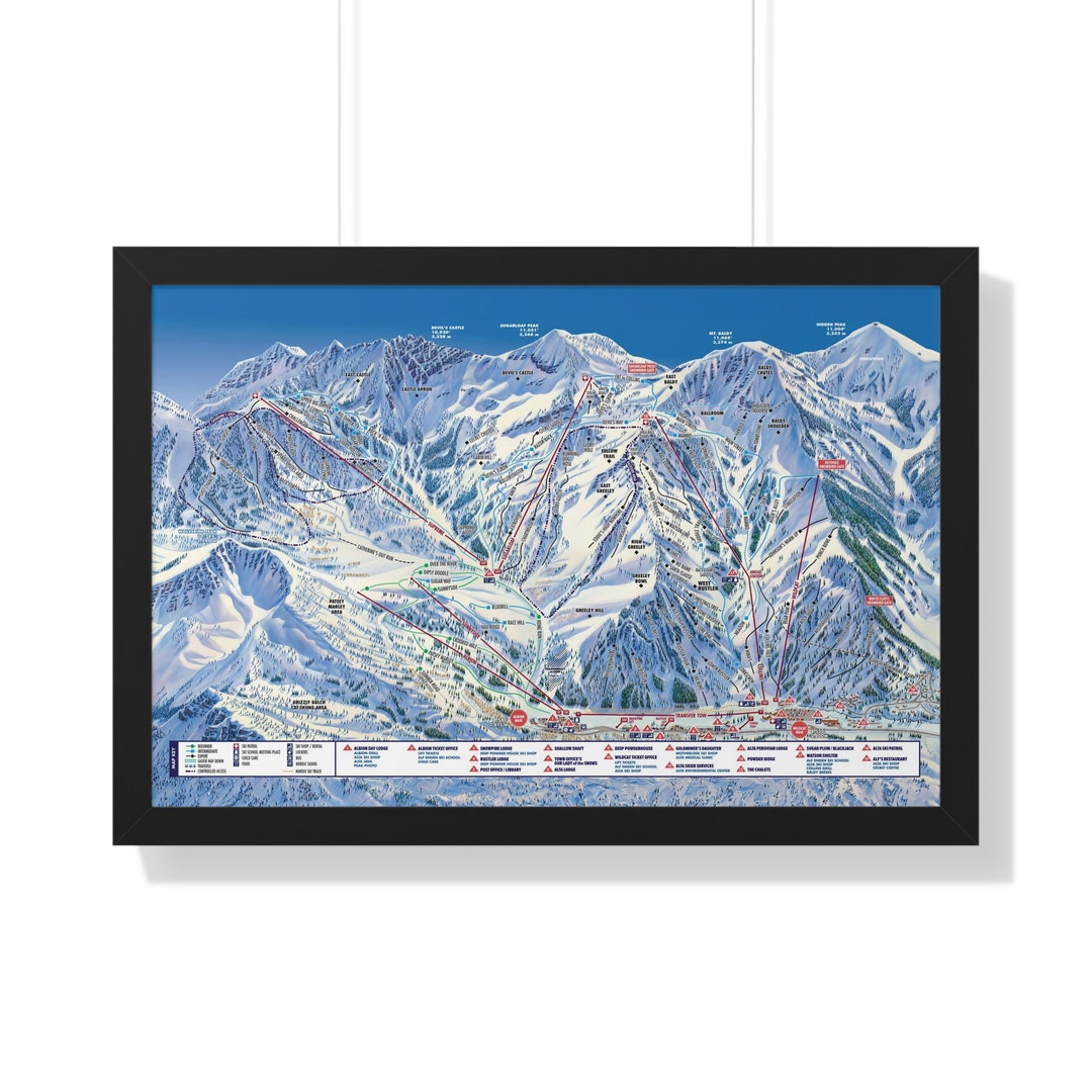 Alta UT Trail Map Framed Poster Utah Ski Resort - Etsy