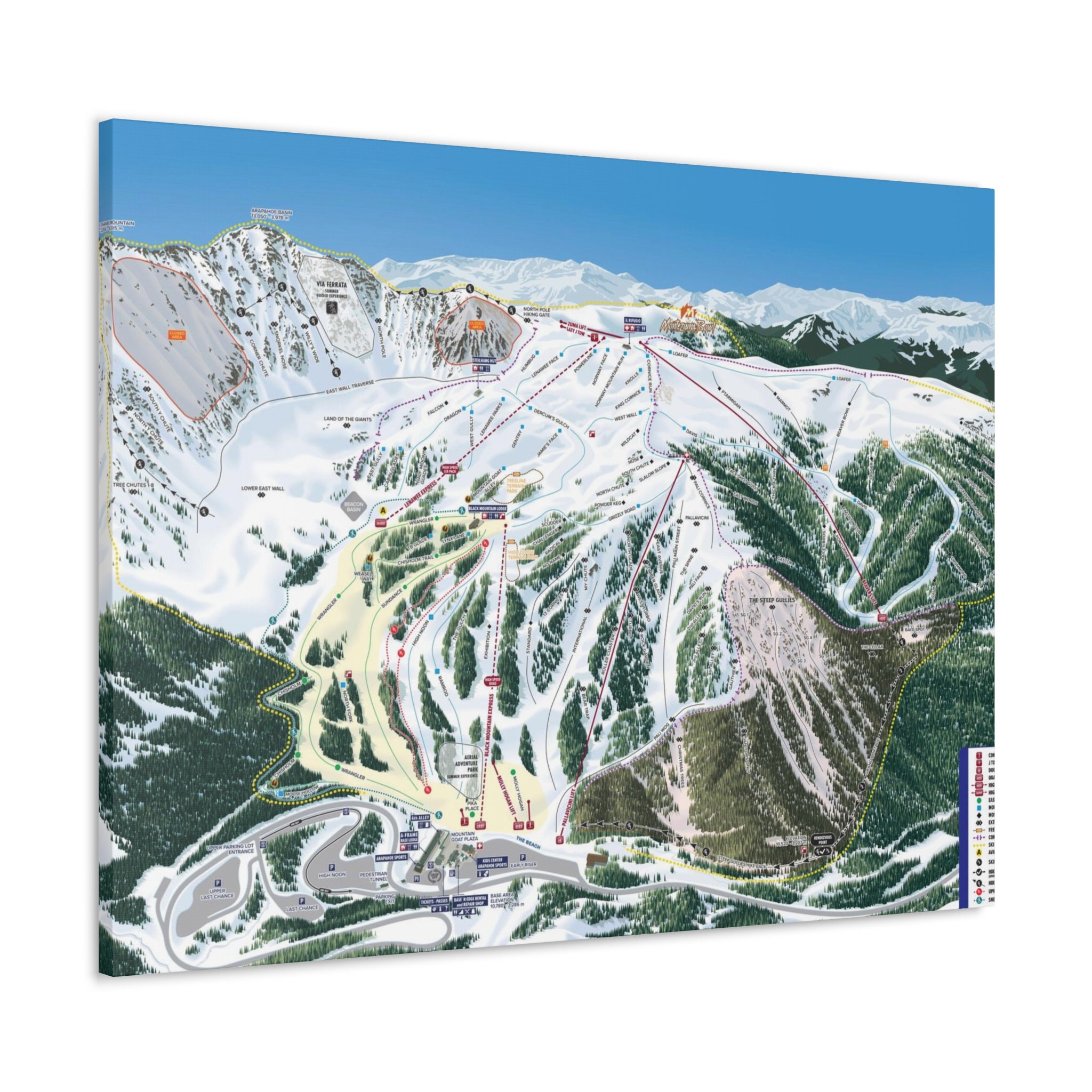 Arapahoe Basin A Basin Trail Map Canvas Poster Colorado CO Ski - Etsy
