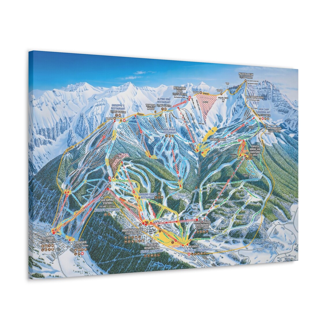 Telluride CO Trail Map Canvas Poster Colorado Ski Resort - Etsy