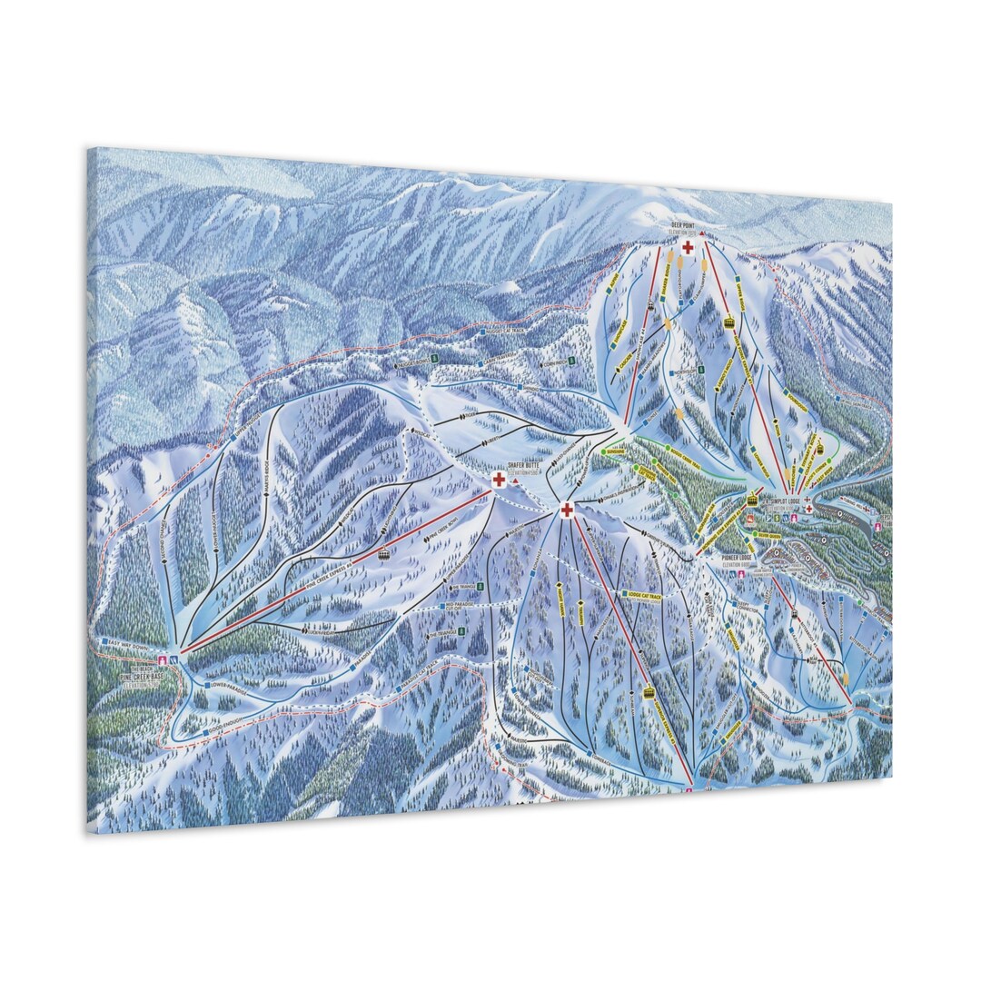Bogus Basin ID Trail Map Canvas Poster Idaho Ski Resort - Etsy