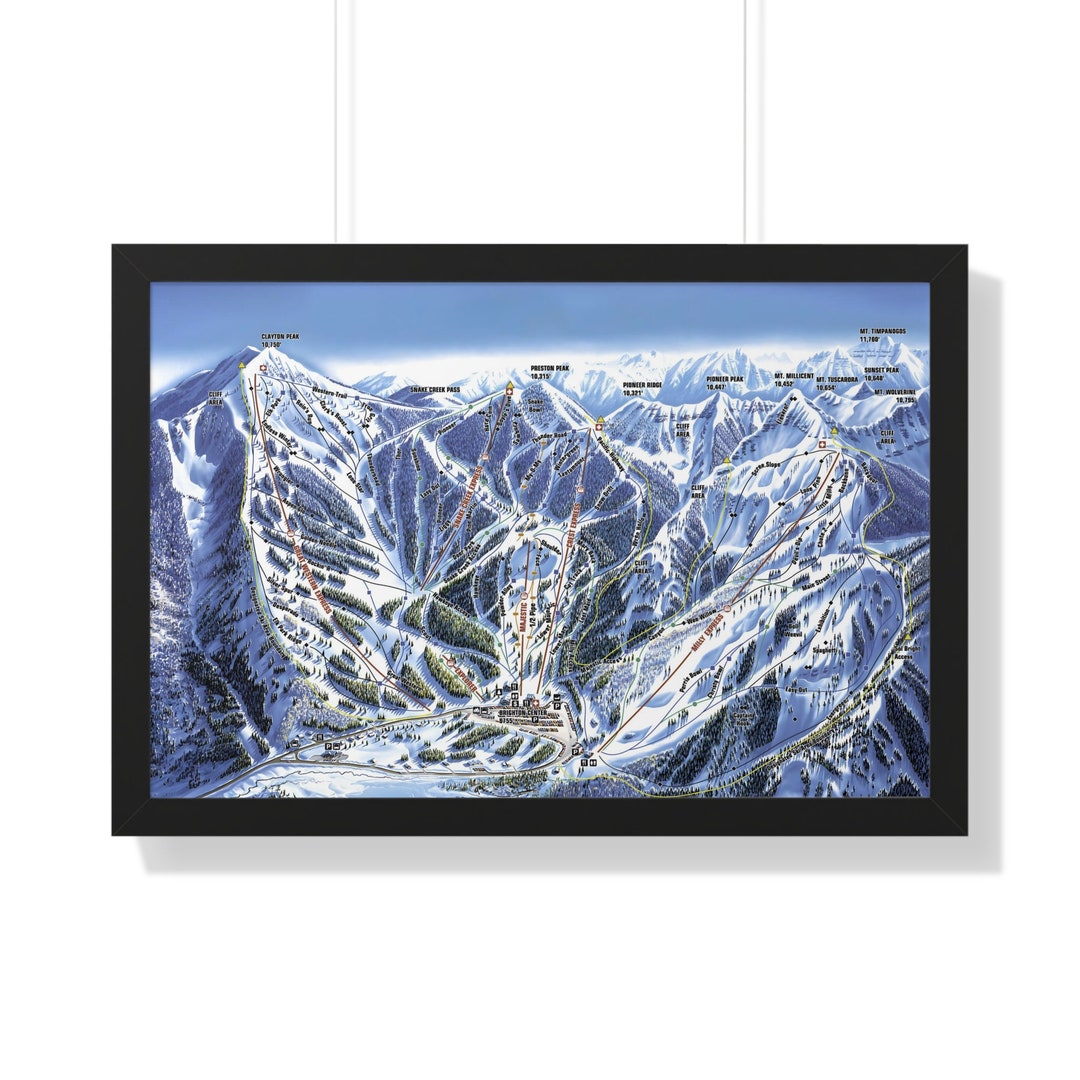 Brighton UT Trail Map Framed Poster Utah Ski Resort - Etsy
