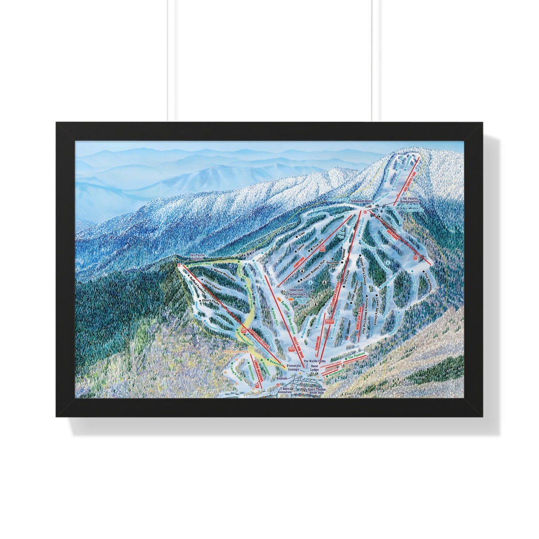 Waterville Valley NH Trail Map Framed Poster New Hampshire Ski - Etsy