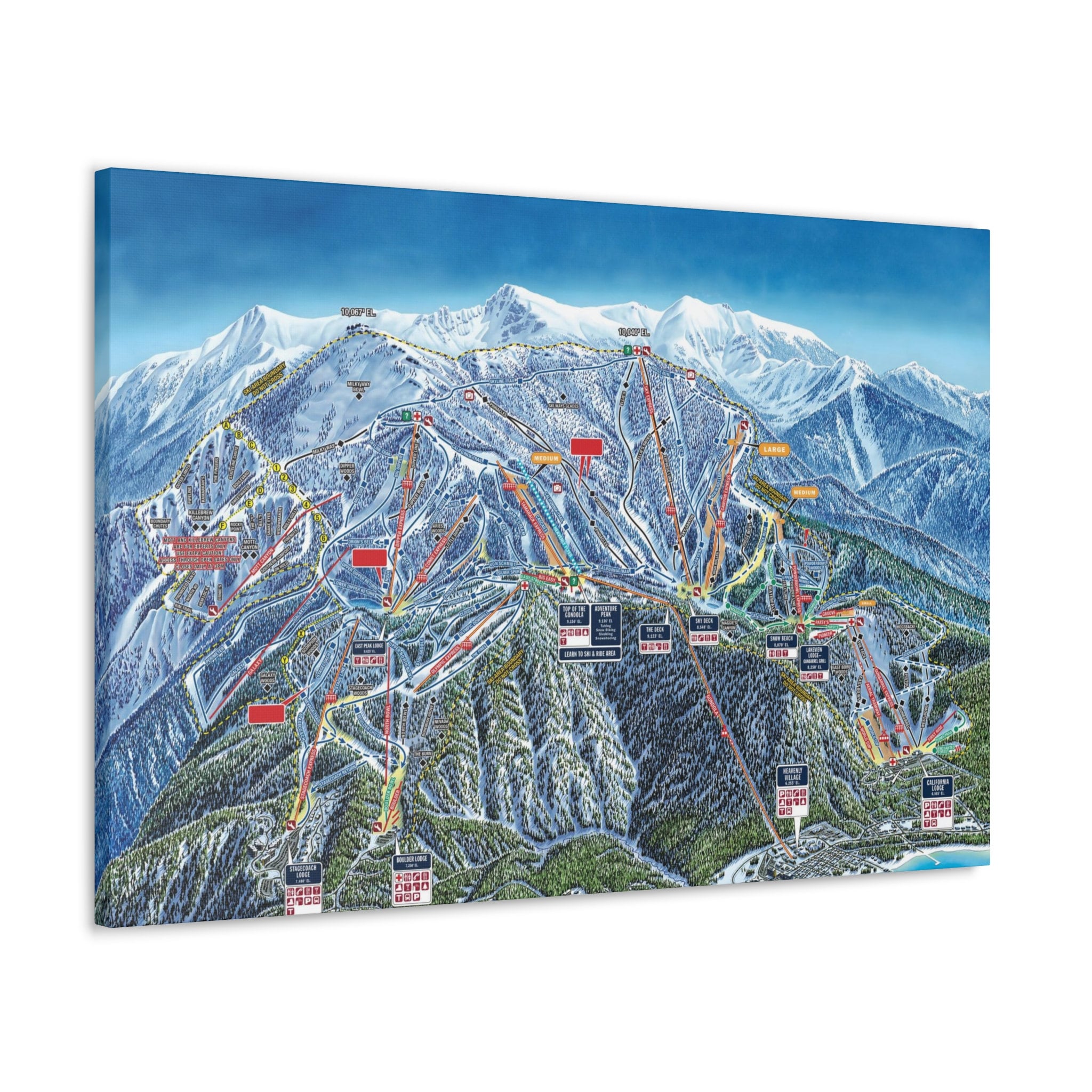 Heavenly CA Trail Map Canvas Poster California Ski Resort - Etsy