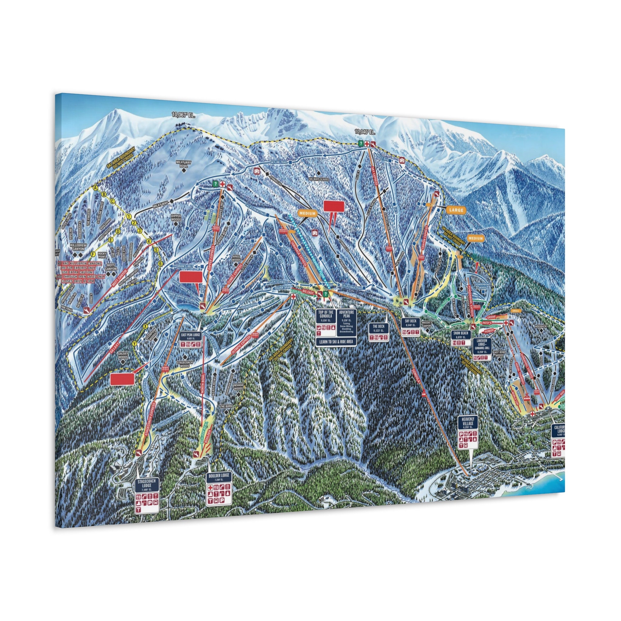 Heavenly CA Trail Map Canvas Poster California Ski Resort - Etsy