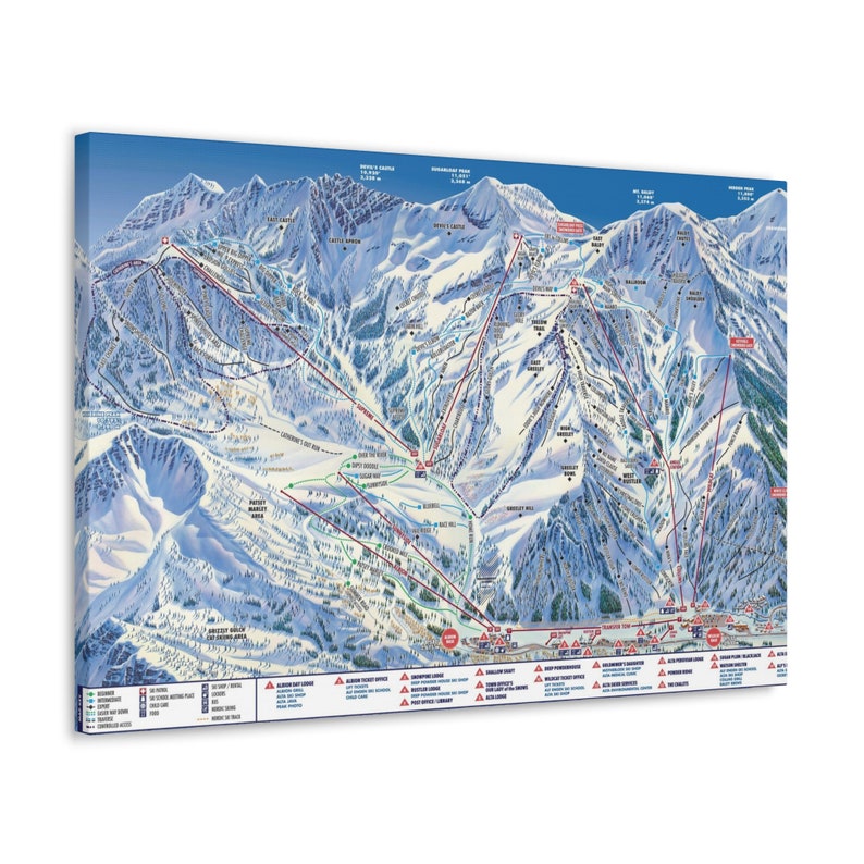 Alta UT Trail Map Canvas Poster Utah Ski Resort - Etsy