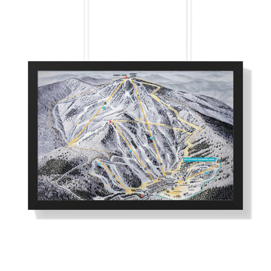 Mount Sunapee NH Trail Map Framed Poster New Hampshire Ski - Etsy