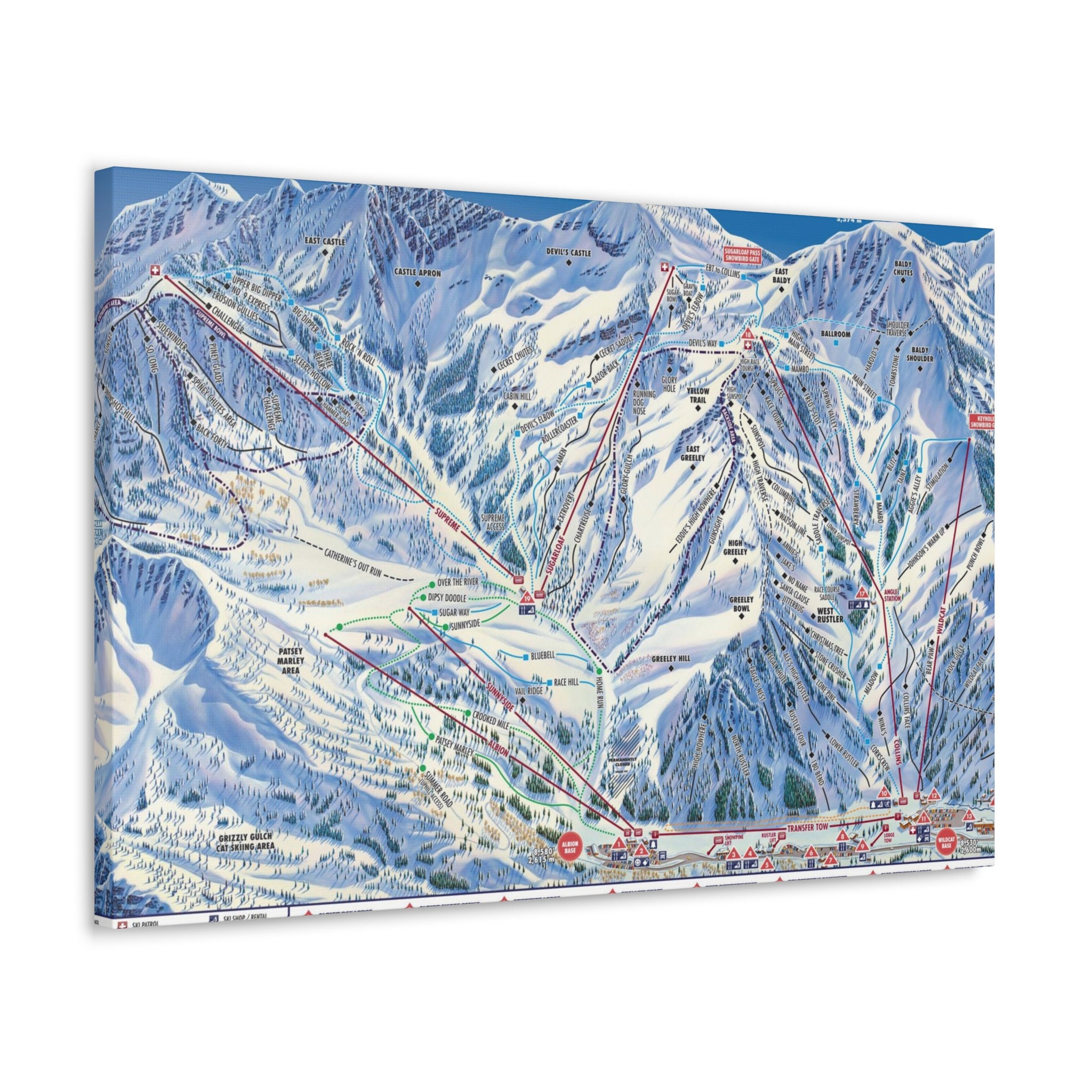 Alta UT Trail Map Canvas Poster Utah Ski Resort - Etsy