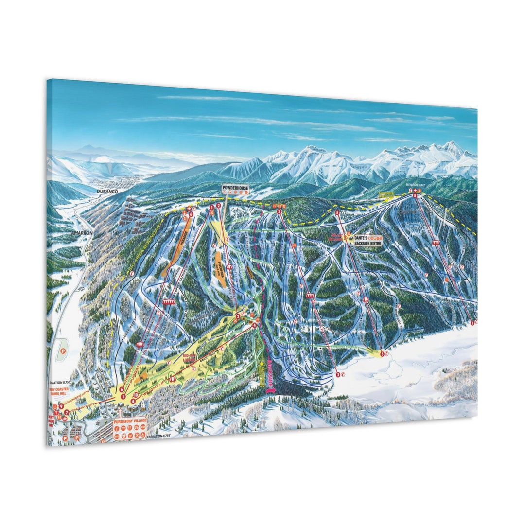 Purgatory CO Trail Map Canvas Poster Colorado Ski Resort - Etsy