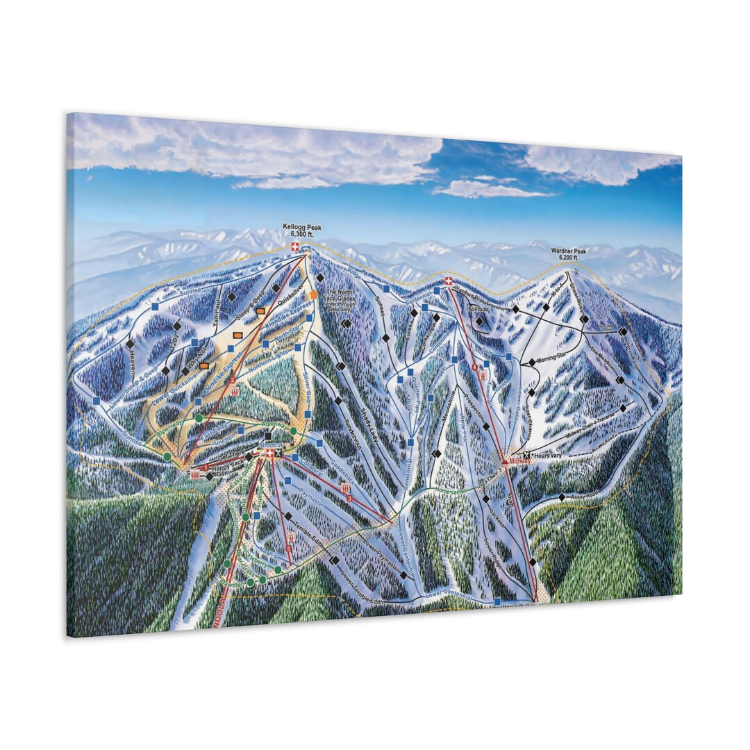 Silver Mountain ID Trail Map Canvas Poster Idaho Ski Resort - Etsy