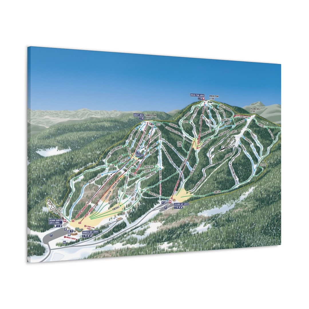 Sunrise Park AZ Trail Map Canvas Poster Arizona Ski Resort - Etsy