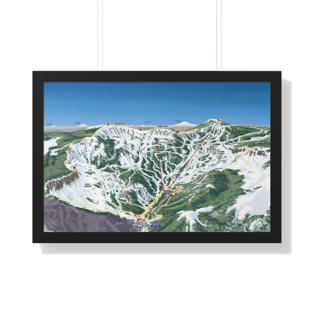 Mission Ridge WA Trail Map Framed Poster Washington Ski Resort - Etsy