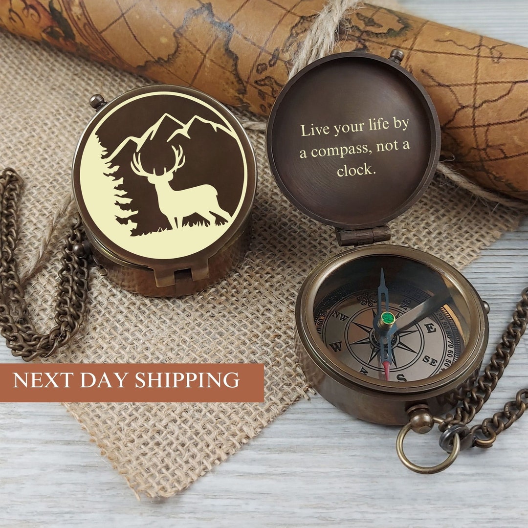Compass With Special Engraved Greeting for Men/him, Husband Gifts From ...