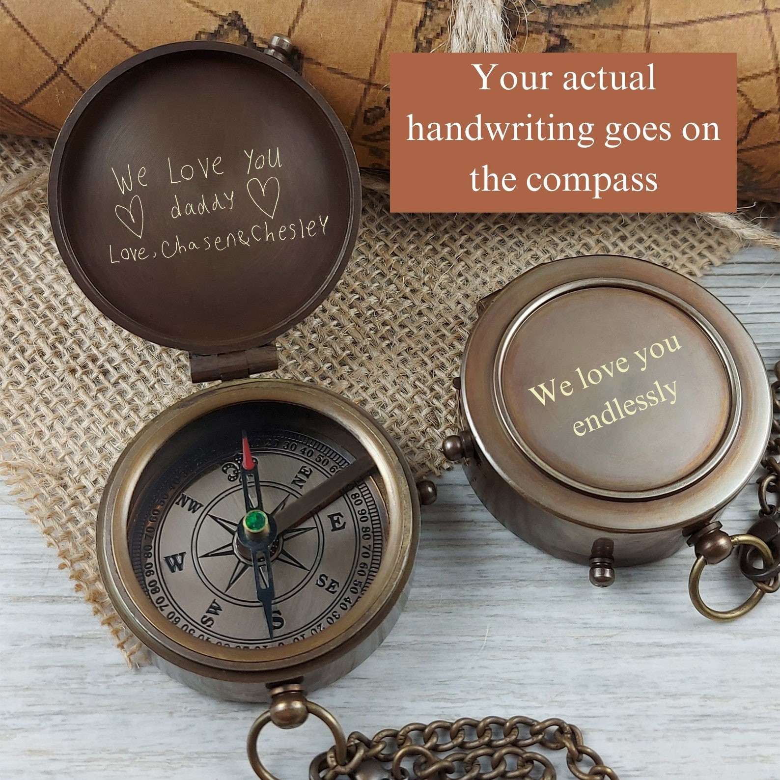 Personalized Brass Compass Anniversary Gift for Boyfriend, Anniversary ...