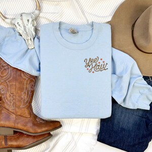 Embroidered Yee Haw Sweatshirt, Embroidery Cowboy T-shirt, Wildwest ...