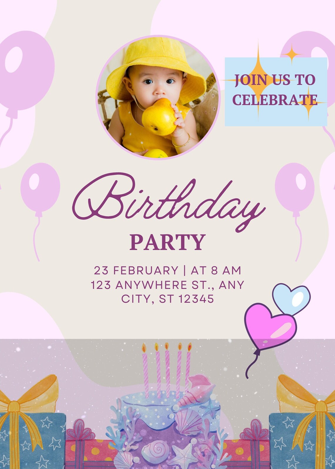 Digital Party Invitations, Birthday Invitation Editable, Printable ...