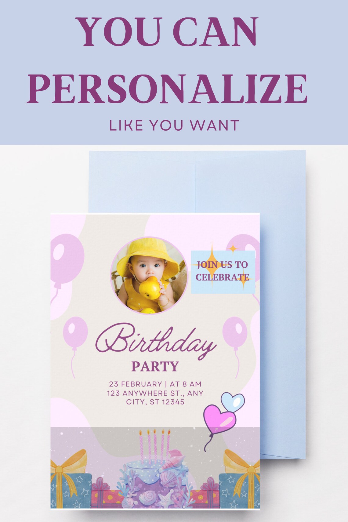 Digital Party Invitations, Birthday Invitation Editable, Printable ...
