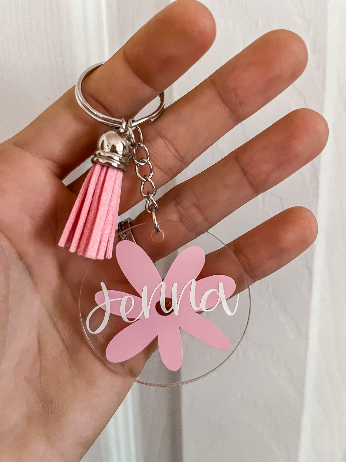 Custom Name Flower Keychain, Personalized Keychain, Flower Keychain ...