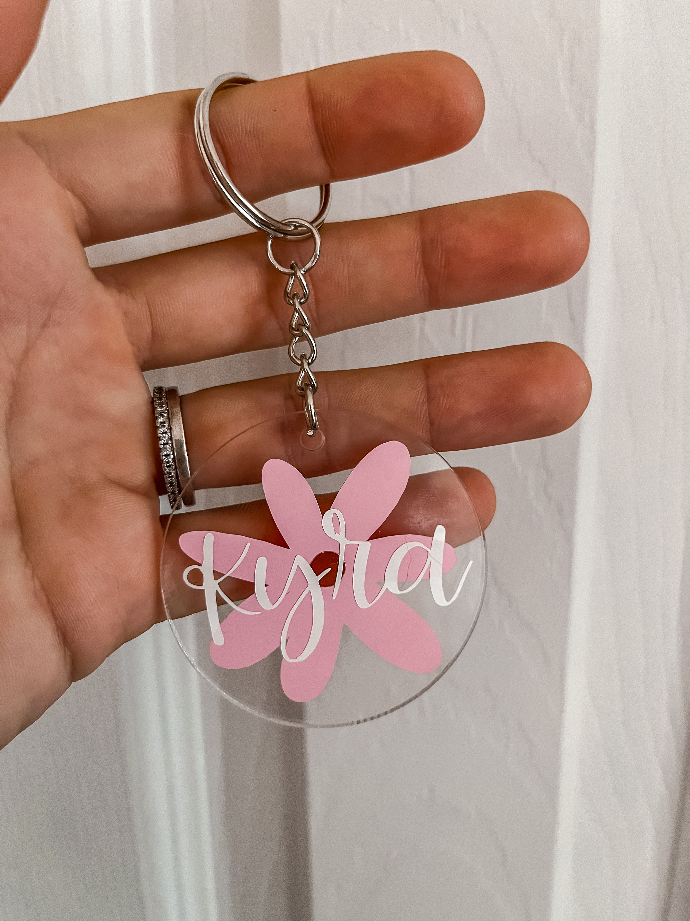 Custom Name Flower Keychain, Personalized Keychain, Flower Keychain ...